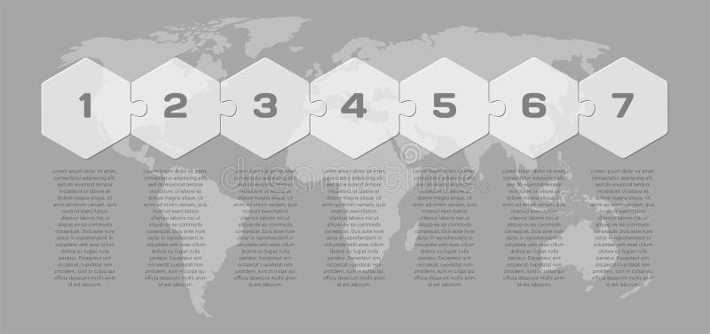 Puzzle Diagram Infographic Process on 7 Steps Stock Illustration ...