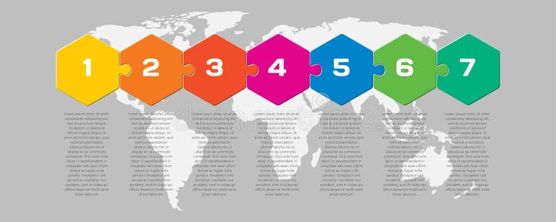 Puzzle Diagram Infographic Process on 7 Steps Stock Illustration ...