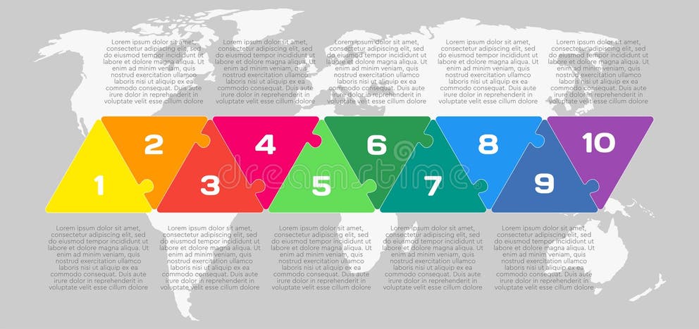 Puzzle Diagram Infographic Process on 10 Steps Stock Illustration ...