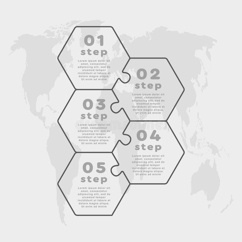 Puzzle Diagram Infographic Process on 5 Steps Stock Vector ...