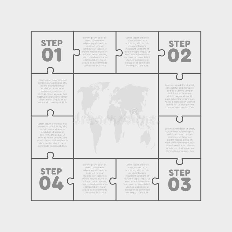 Puzzle Diagram Infographic Process on 4 Steps Stock Vector ...