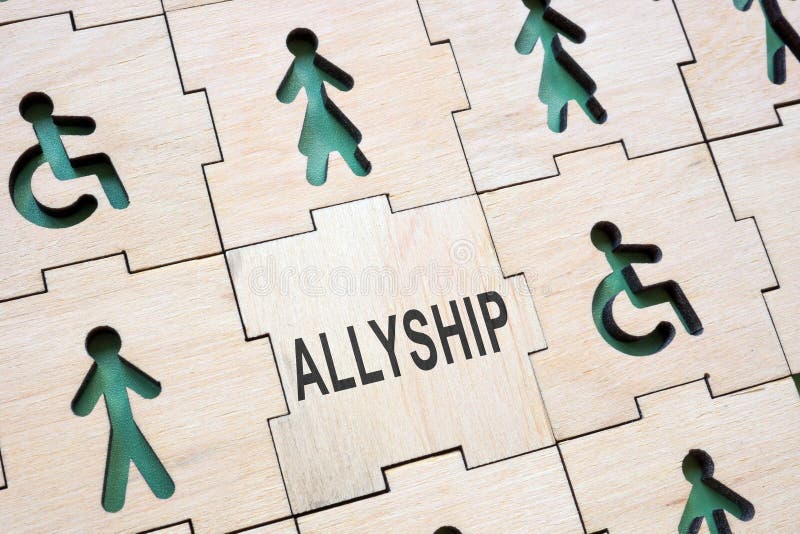 Puzzle with Different Figures and a Word Allyship. Stock Image - Image ...