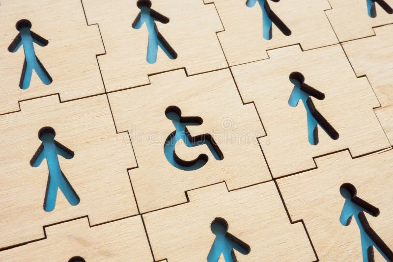 Puzzle with Disability Person Sign As a Symbol of Workplace Inclusion ...