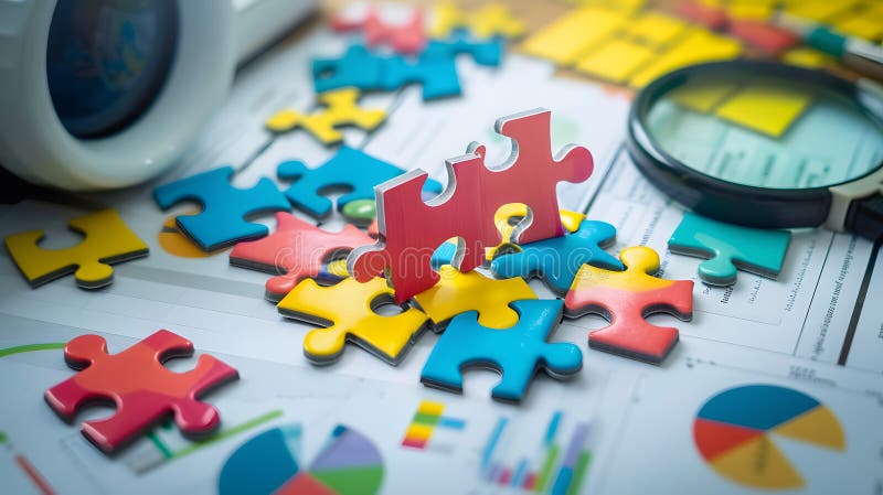 Puzzle with Each Piece Representing a Different. Stock Illustration ...