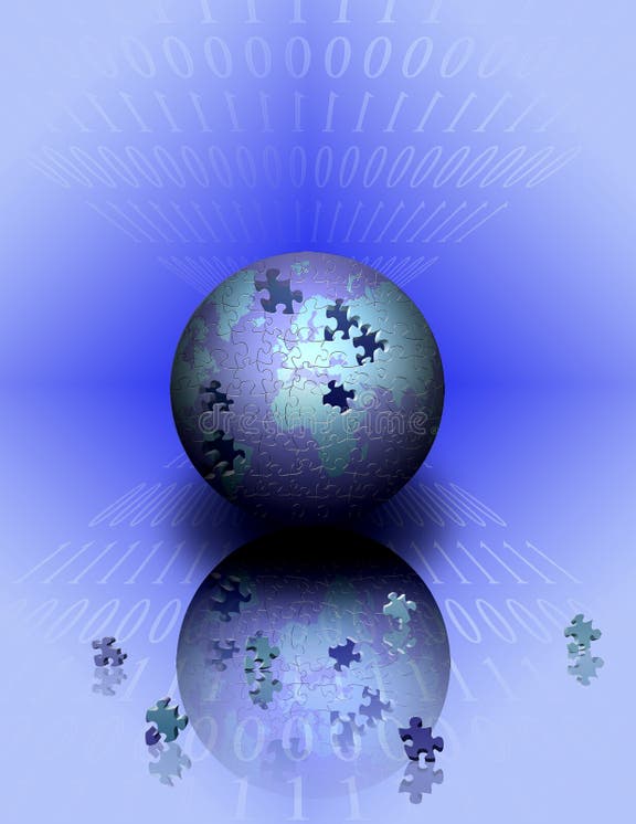 Puzzle Earth and Binary Code Stock Illustration - Illustration of earth ...