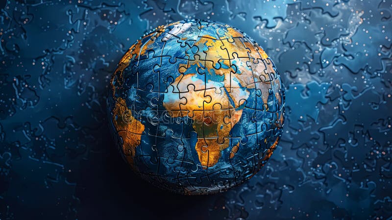 A Puzzle of the Earth with a Blue Background Stock Photo - Image of ...