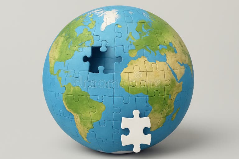 Puzzle Earth Globe with Missing Piece Highlighting Global Connection ...