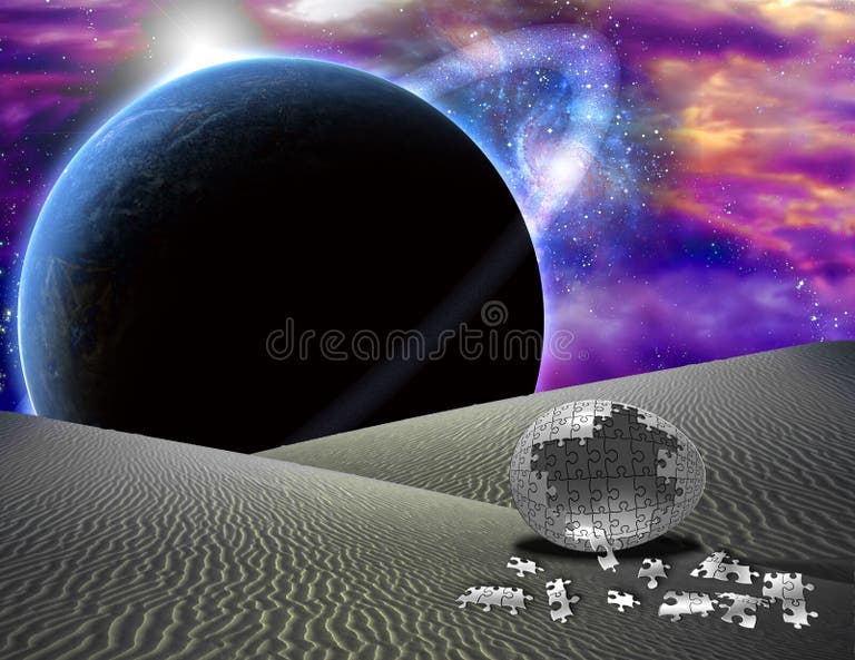 Puzzle Egg on Desert Planet Stock Illustration - Illustration of ...