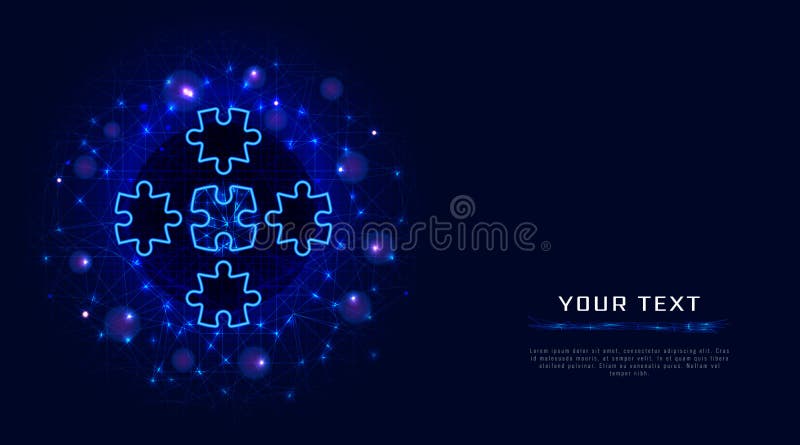 Puzzle Elements Design on Abstract Polygonal Background with Wireframe ...