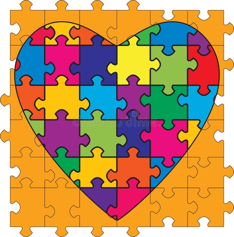 Puzzle En Forme De Coeur Multicolore Illustration de Vecteur ...