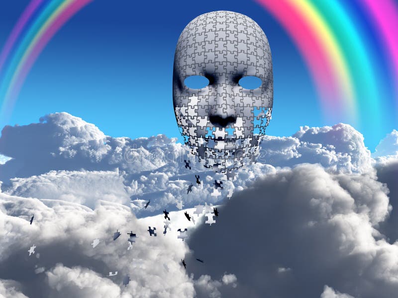 Puzzle Falling Mask Composition Stock Illustration - Illustration of ...