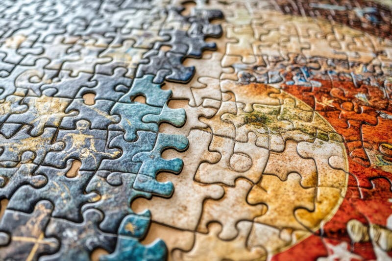 A Puzzle Features One Half Displaying Technological Symbols while the ...