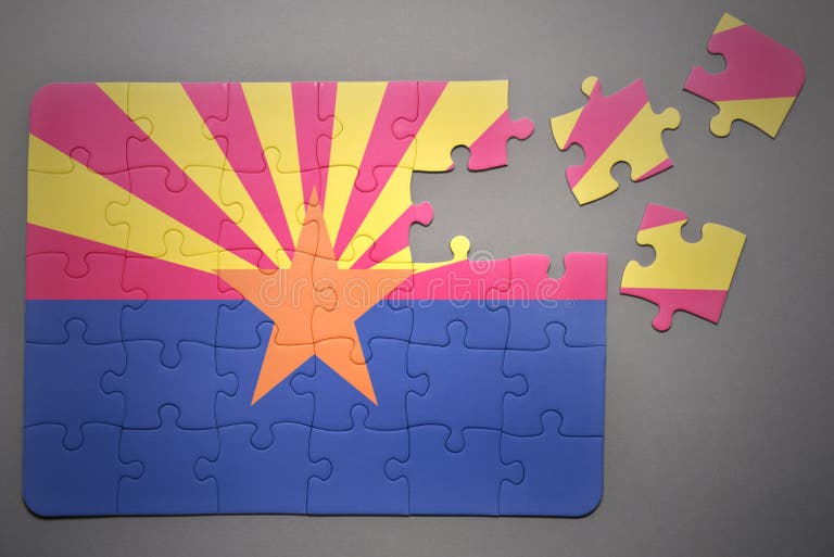 Puzzle with the Flag of Arizona State Stock Image - Image of ...