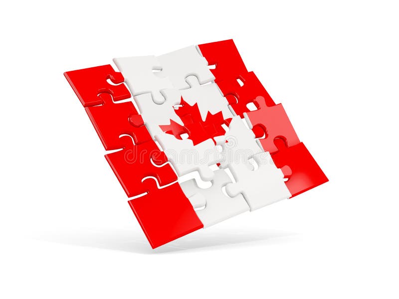 Puzzle Flag of Canada on White Stock Illustration - Illustration of ...