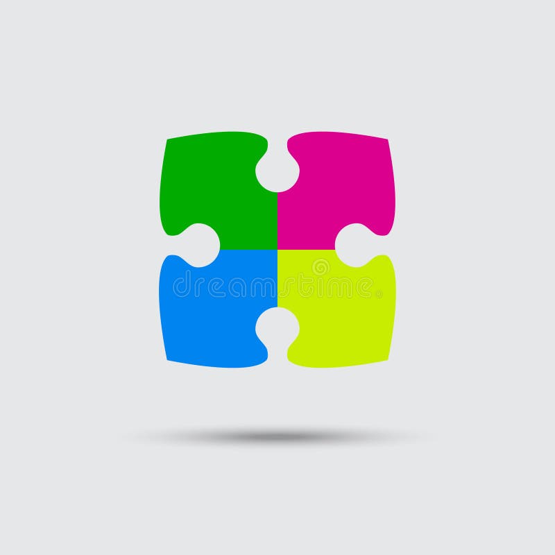 Puzzle Four Color Piece Sign Icon. Symbol. Stock Vector - Illustration ...