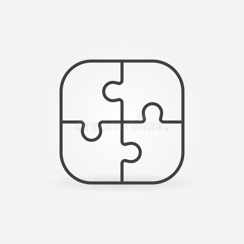 Puzzle with Four Pieces Outline Vector Concept Icon Stock Vector ...