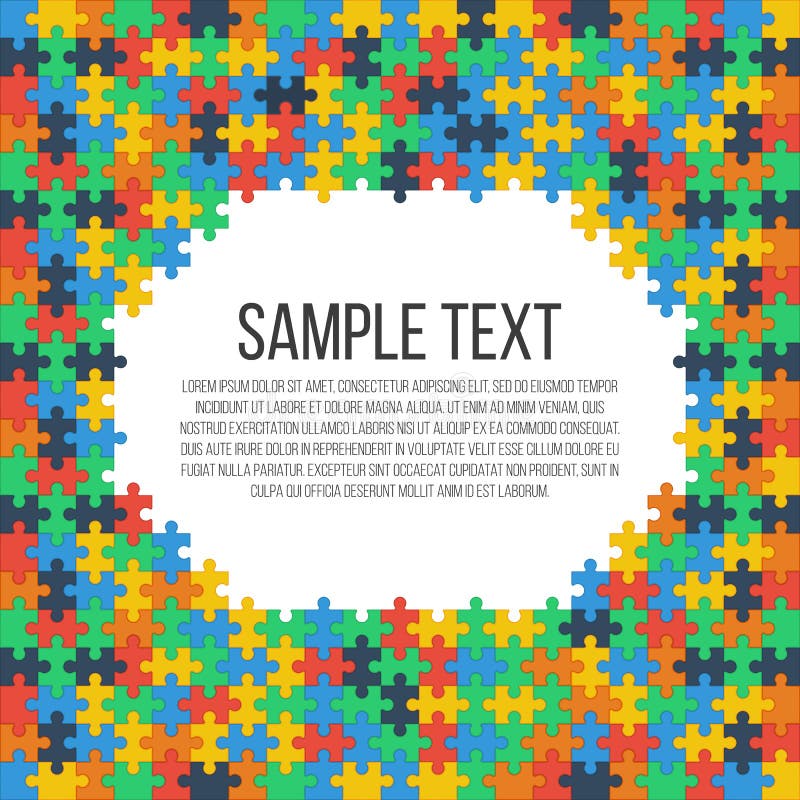Autism jigsaw border frame stock illustration. Illustration of puzzle ...