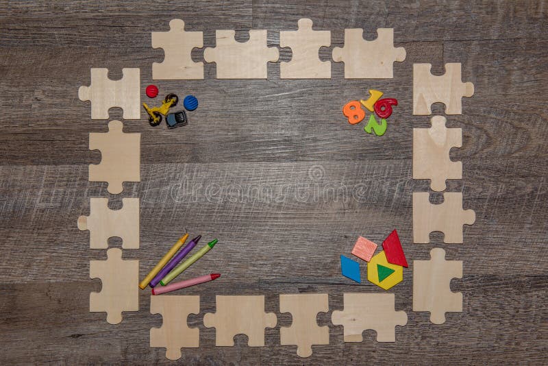 Wooden Puzzle Frame Encouraging Early Learning Stock Image - Image of ...