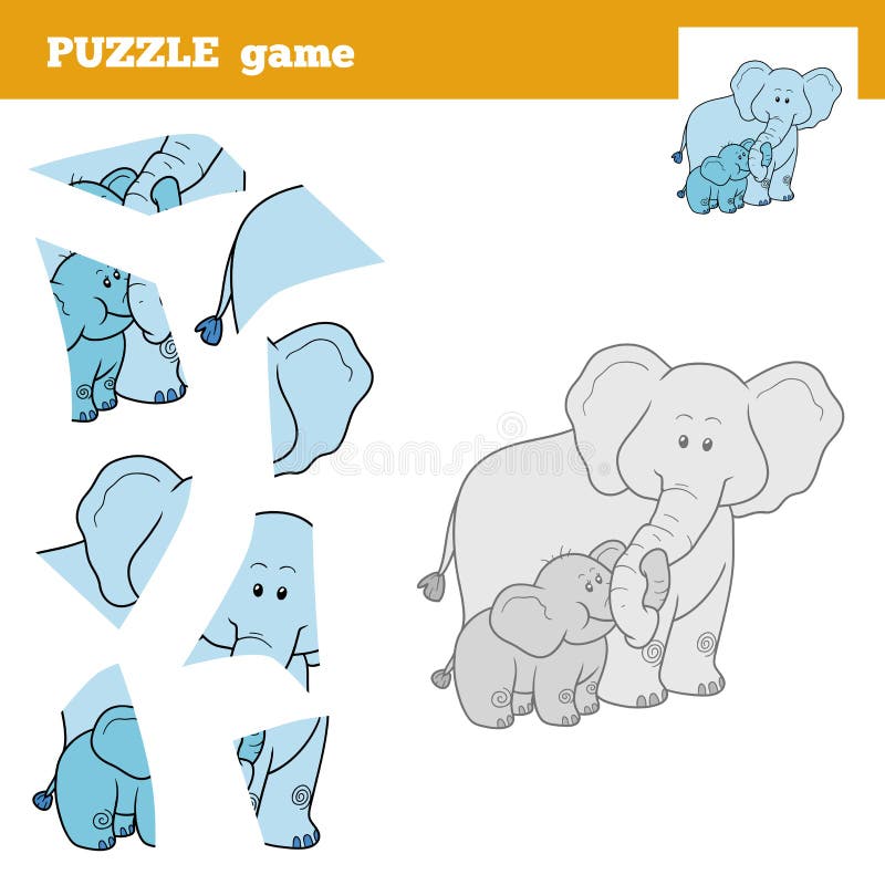 Puzzle Game for Children, Elephant Stock Vector - Illustration of ...