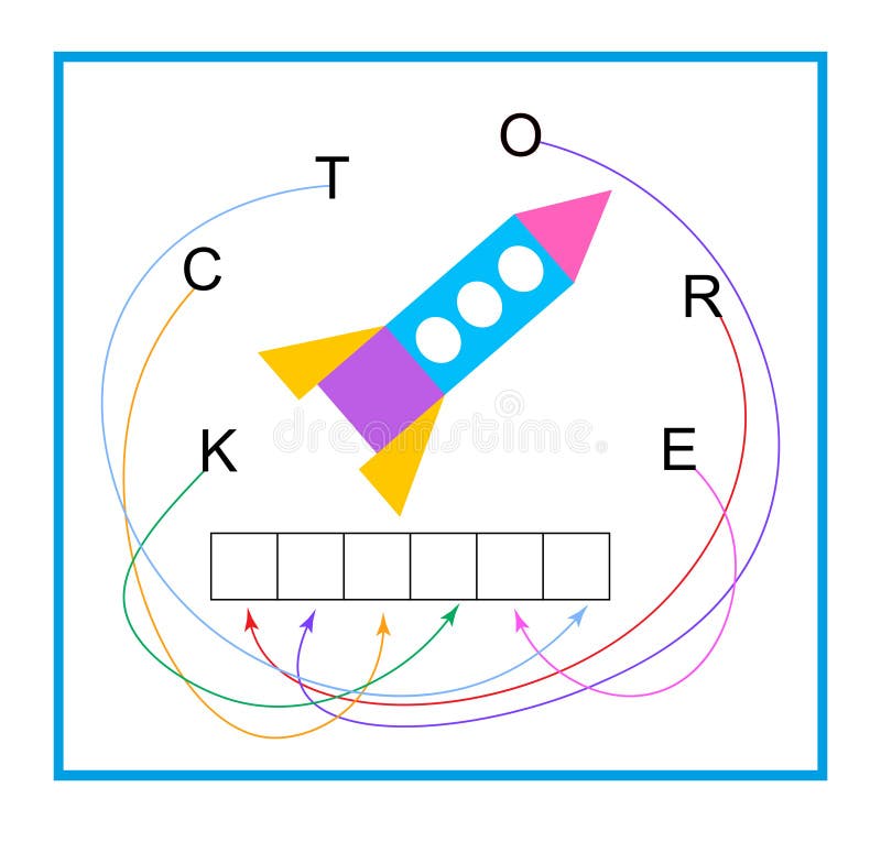Puzzle Game. Read the Word. Vector Illustration for Children Education ...