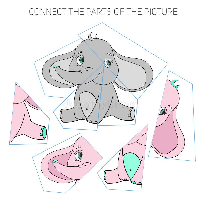 Puzzle Game for Chldren Elephant Stock Vector - Illustration of puzzle ...