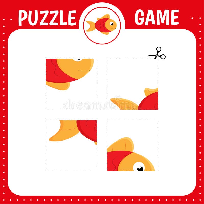 Puzzle Game for Kids. Cartoon Strawberry. Healthy Food. Cutting ...