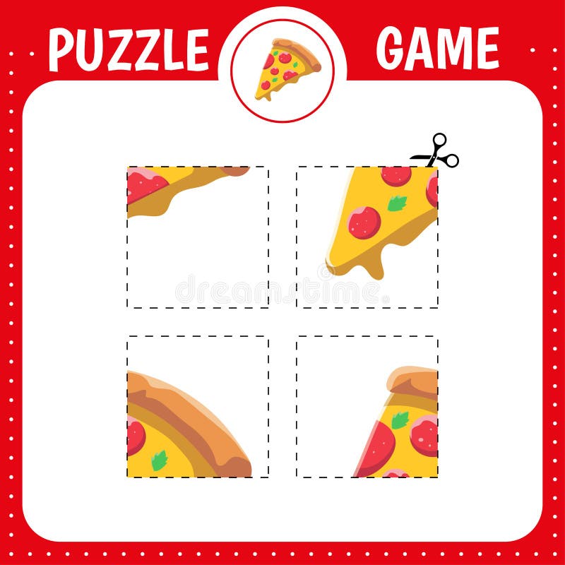 Puzzle Game for Kids. Pizza Stock Vector - Illustration of diagram ...