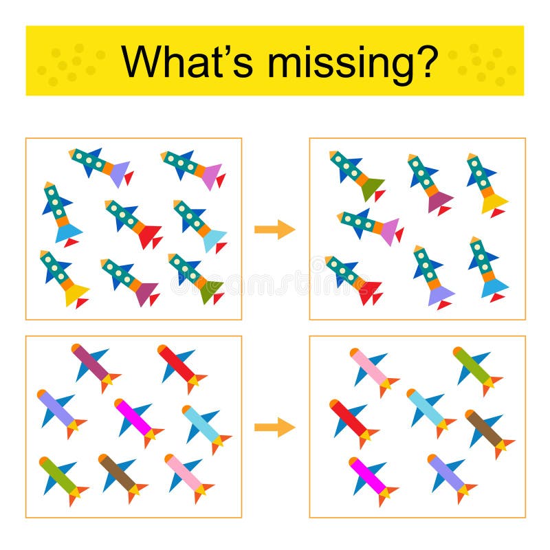 Puzzle Game for Kids. Attention Task. Find the Missing Airplane Stock ...