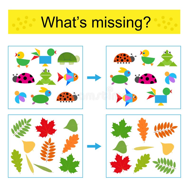 Puzzle Game for Kids. Find the Missing Object Stock Vector ... Puzzle Game for Kids. Find the Missing Object Stock Vector ...