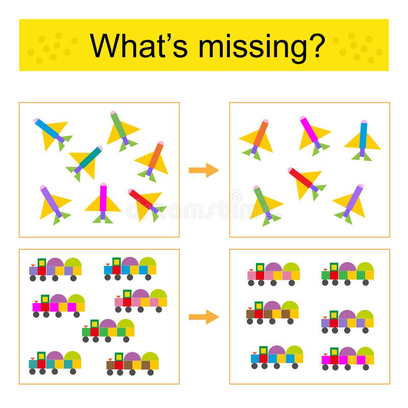 Puzzle Game for Kids. Attention Task. Find the Missing Train and ...