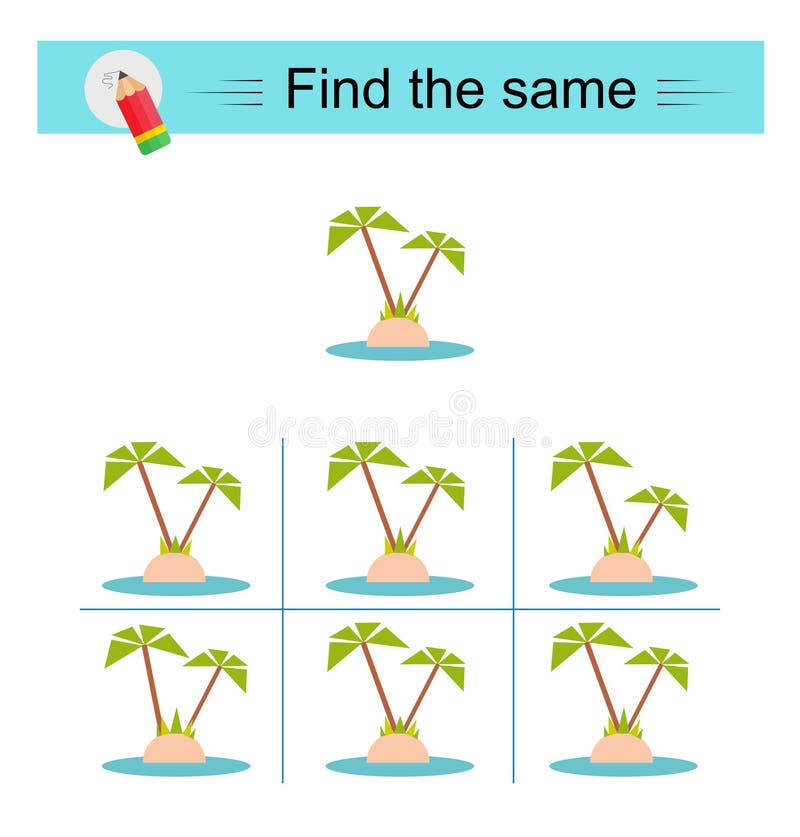 Puzzle Game for Kids. Need To Find Same Group of Palm Trees Stock ...