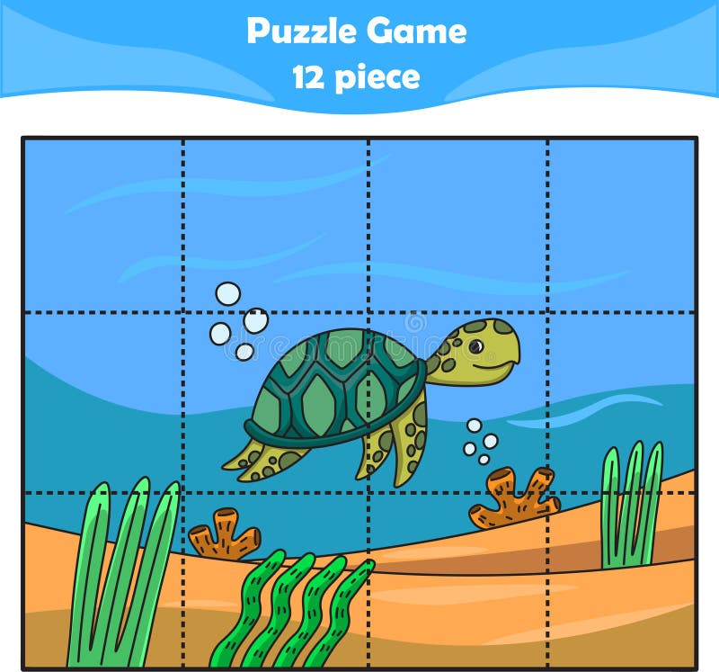 Funny Turtle. Puzzle Games for Kids. 12 Piece Stock Vector ...