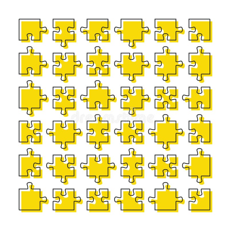 Set of 36 puzzle pieces stock vector. Illustration of popular - 12775647