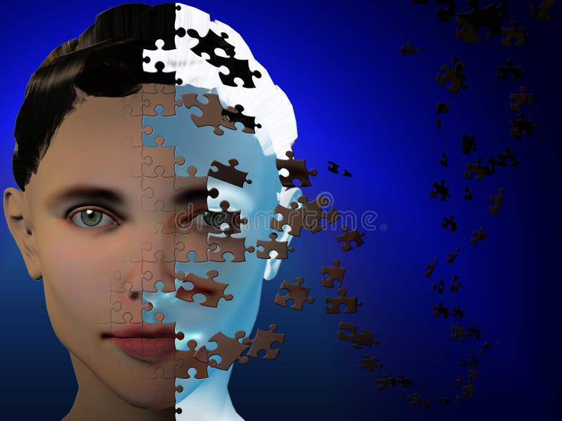 Puzzle girl stock illustration. Illustration of collage - 3988524