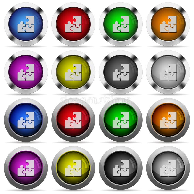 Puzzle glossy button set stock vector. Illustration of jigsav - 186301100