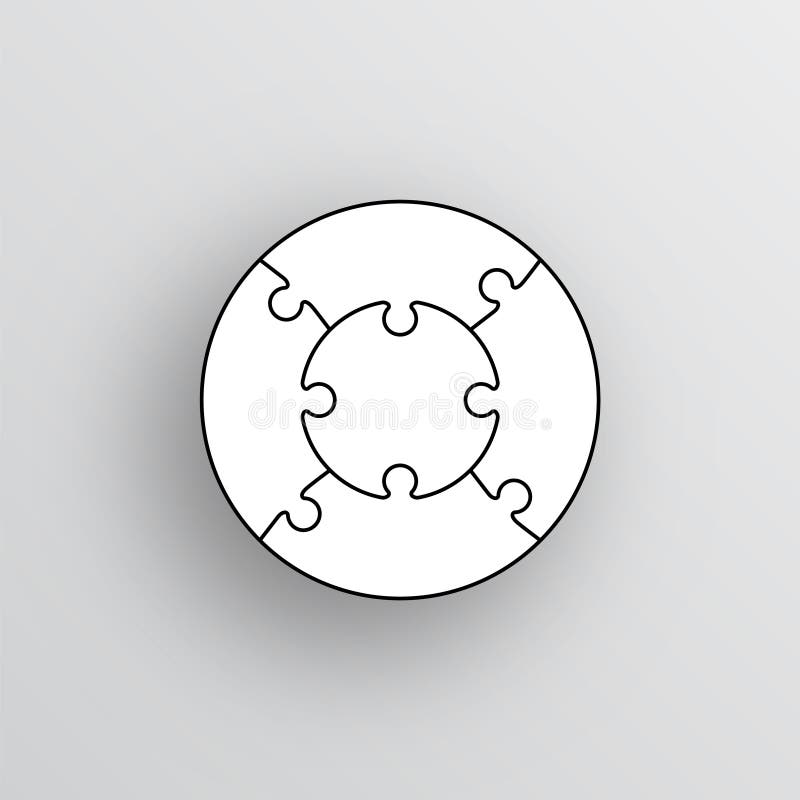 Puzzle Grid from 5 Pieces in Circle Shape. Jigsaw Scheme. Vector ... Puzzle Grid from 5 Pieces in Circle Shape. Jigsaw Scheme. Vector ...