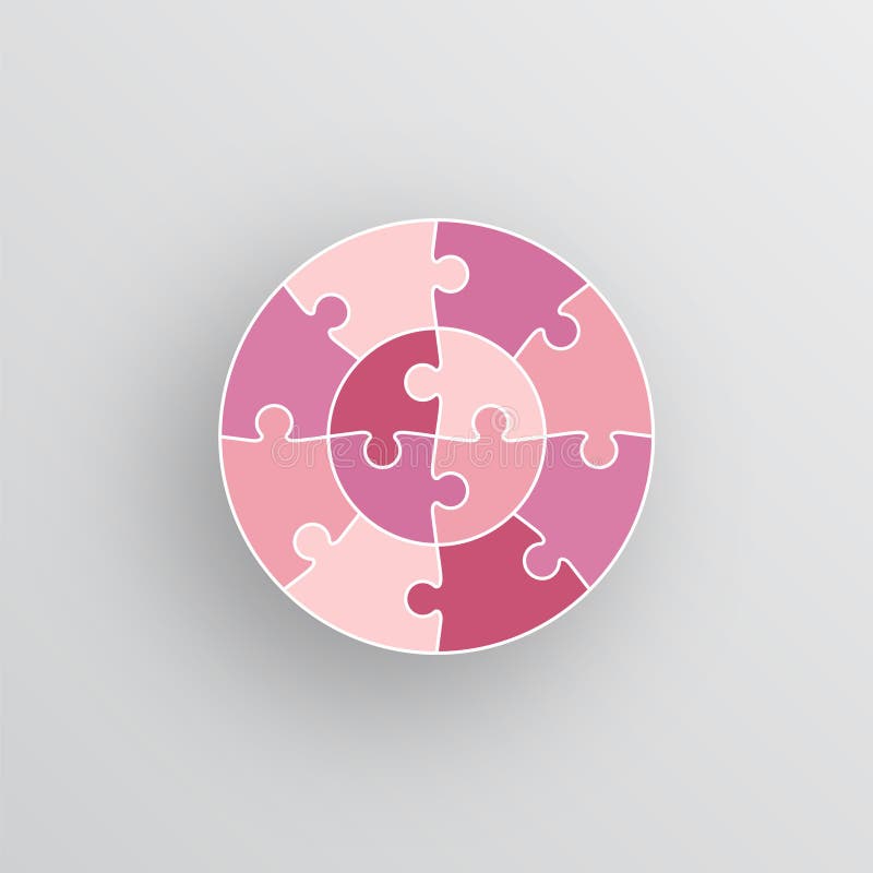 Puzzle Grid from 12 Pieces in Circle Shape. Jigsaw Scheme. Vector ...