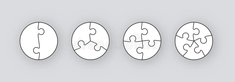 Puzzle Grid with Pieces Stylized in Circle Shape. Vector Illustration ...