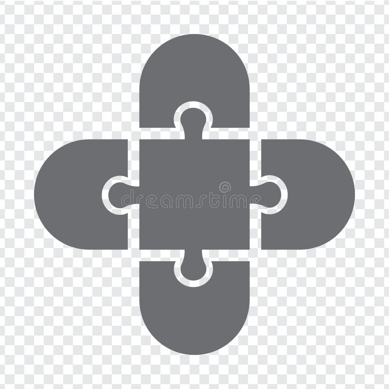 Simple Icon Square Puzzles in Gray. Simple Icon Puzzle of the Four ...