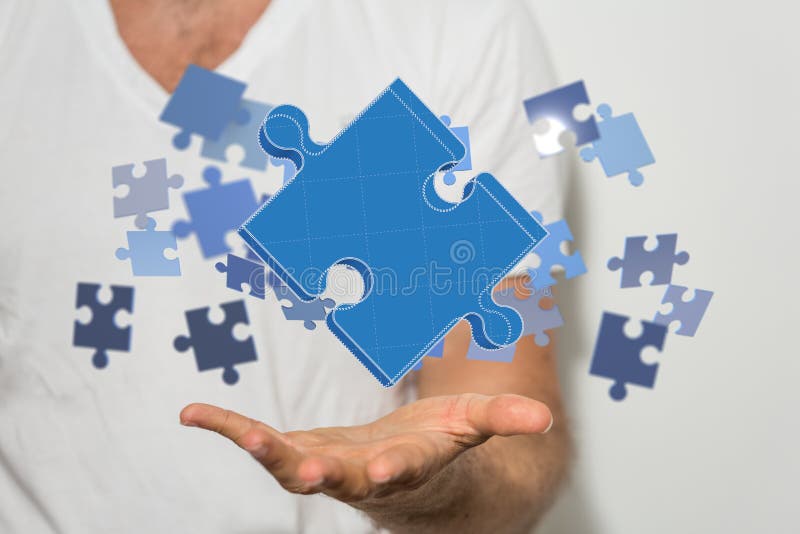 A Puzzle Hand Solution Concept Business Stock Image - Image of ...