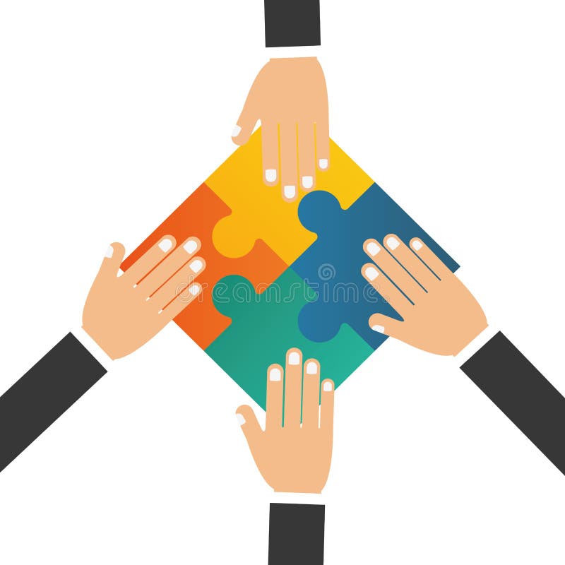 Puzzle Hand Teamwork Support Design Stock Vector - Illustration of ...
