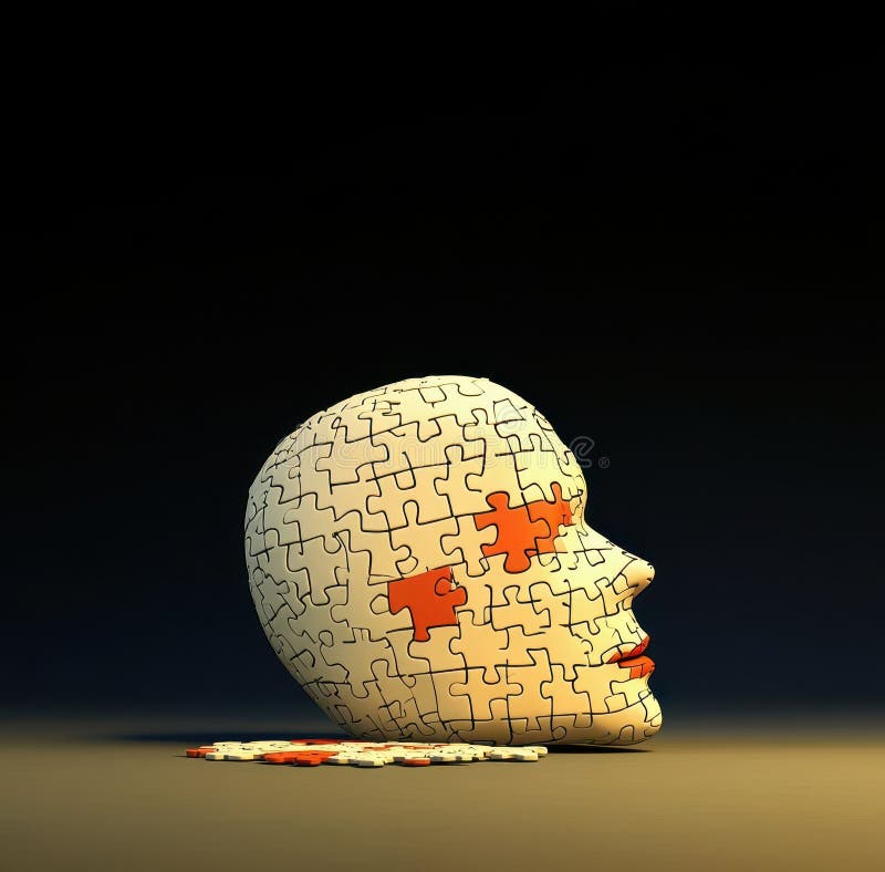 Puzzle Head Concept with Missing Pieces Symbolizing Thought Stock Image ...