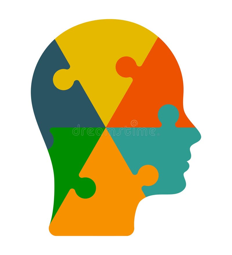 Puzzle Head with Human Face Image. Triangle Puzzle Piece. Puzzle Head ...