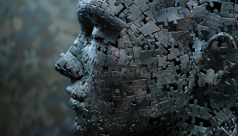 Human Head Composed of Puzzle Pieces, Symbolizing Mental Health Stock ...
