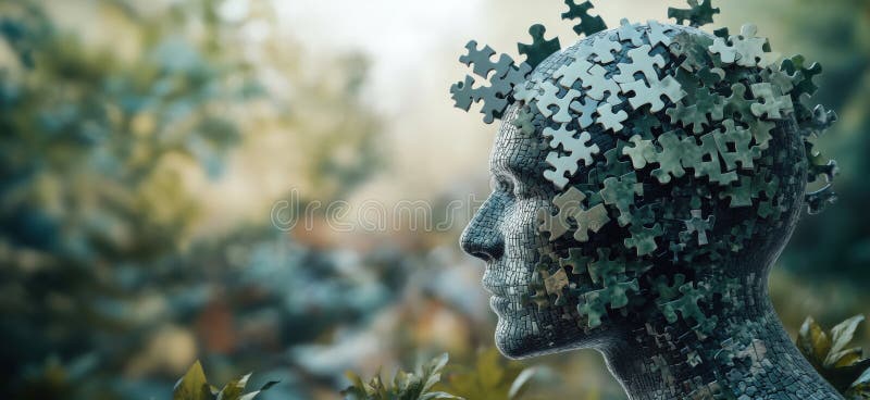 Puzzle Head Sculpture Representing Mental Complexity, Human Figure Made ...