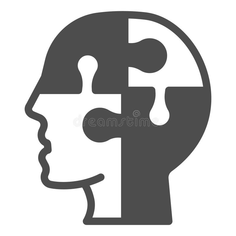 Puzzle Head Solid Icon, Neural Network Concept. Vector Graphics Stock ...