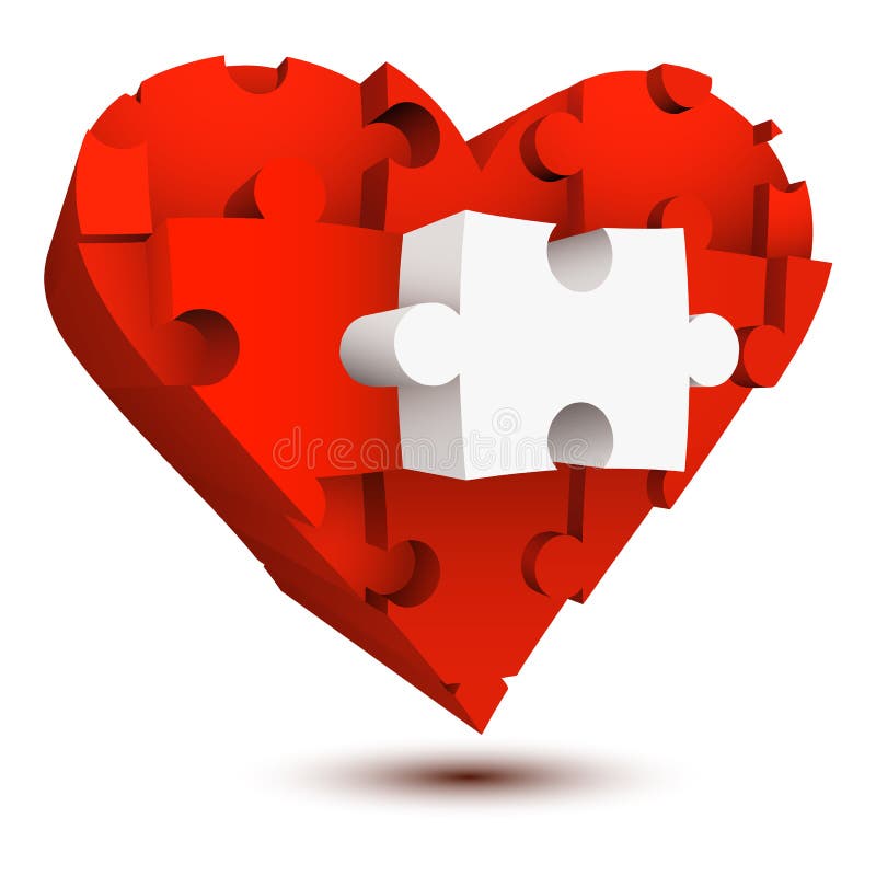 Heart Missing Piece Puzzle Stock Illustrations – 190 Heart Missing ...
