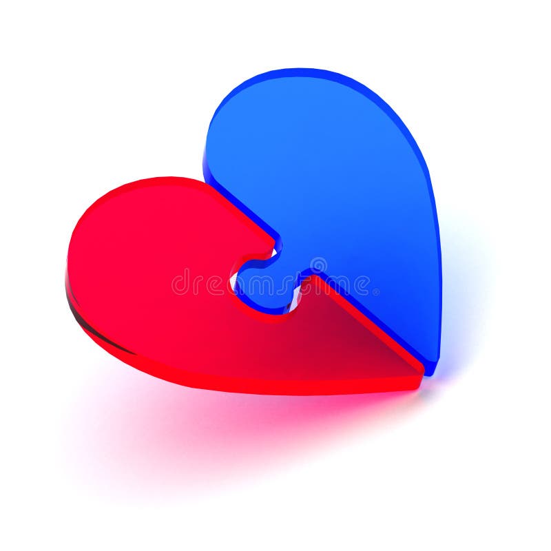 Two jigsaw heart halves stock illustration. Illustration of valentine ...