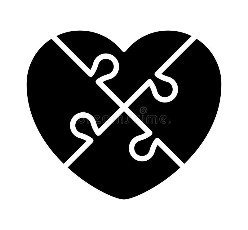 Puzzle Heart Icon, Jigsaw Heart Symbol, Puzzle Pieces Stock Vector ...