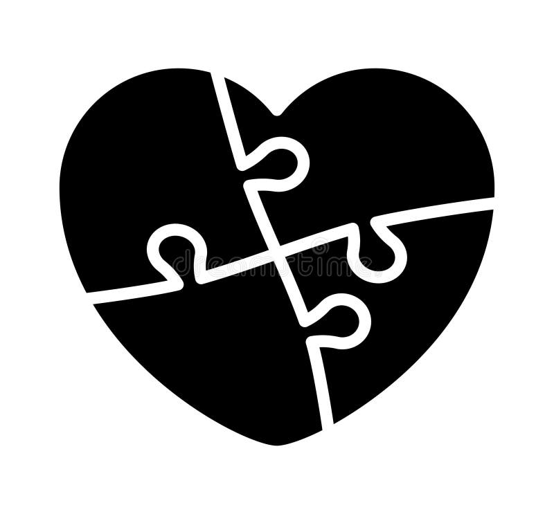 Puzzle Heart Icon, Jigsaw Heart Symbol, Puzzle Pieces Stock Vector ...